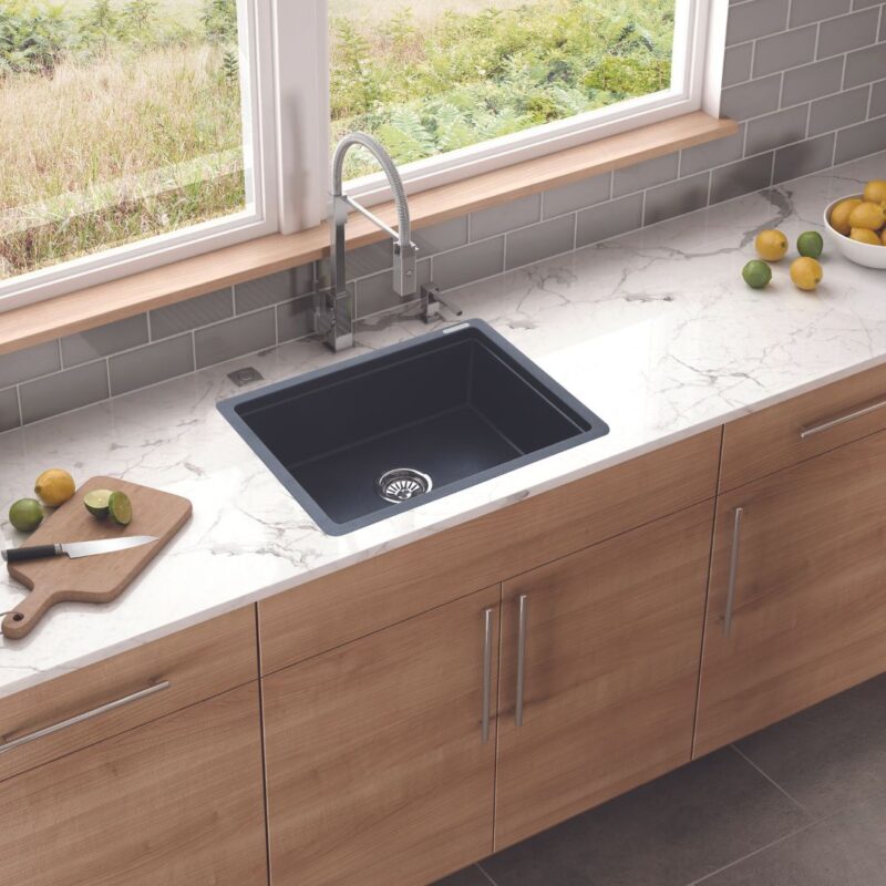 Single granite kitchen sink model QI61 | Size 61x46 cm - zerox